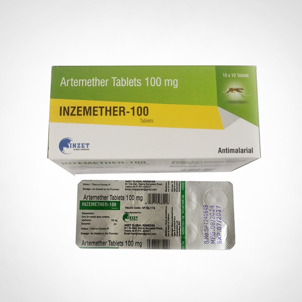 INZET-蒿甲醚 100mg Artemether【10*10 Tablets 100粒】Inzemether-100 - Deepak ...
